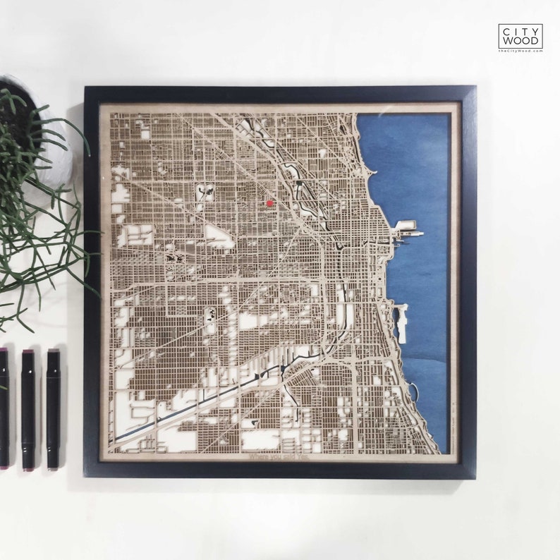 Chicago Wood Map 3D Laser Cut Map - Etsy