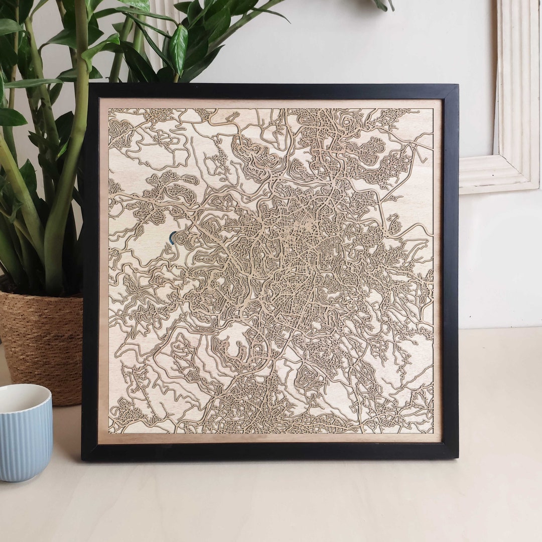 Jerusalem Custom Wood Map - Personalized Art Gift - Etsy