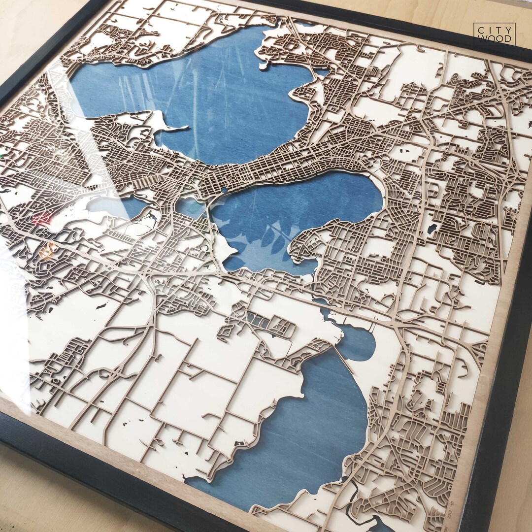 Madison Wood Map - Wall Decor - Etsy