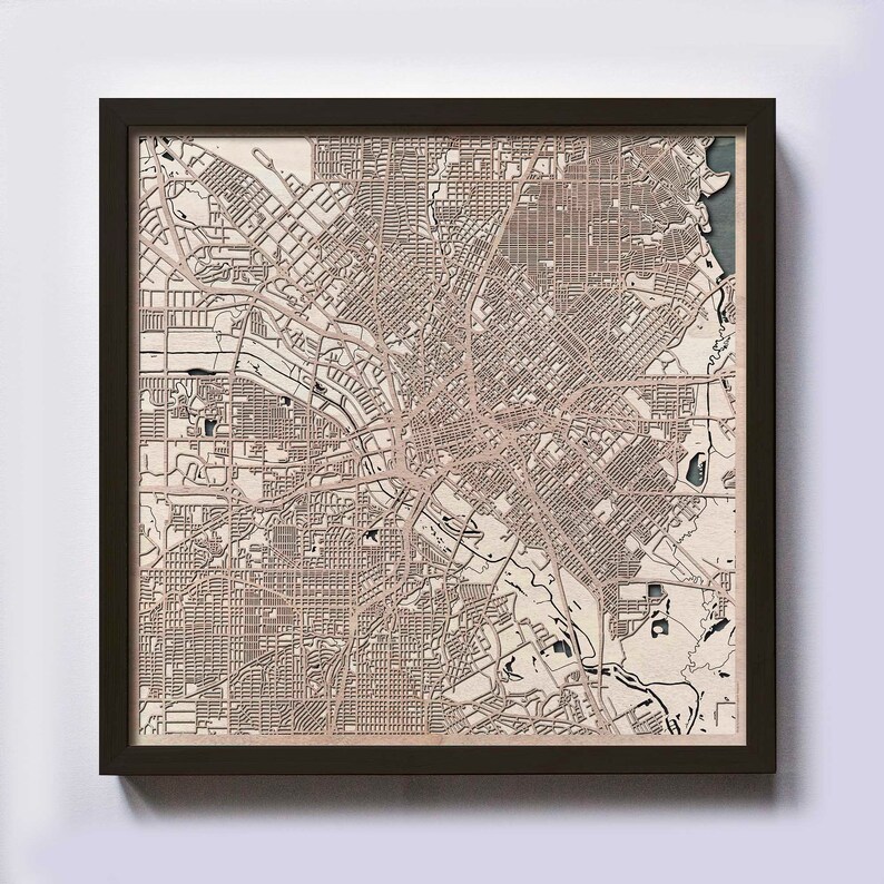 Dallas Wood Map Laser Cut Custom Map Streets City 3d Framed | Etsy