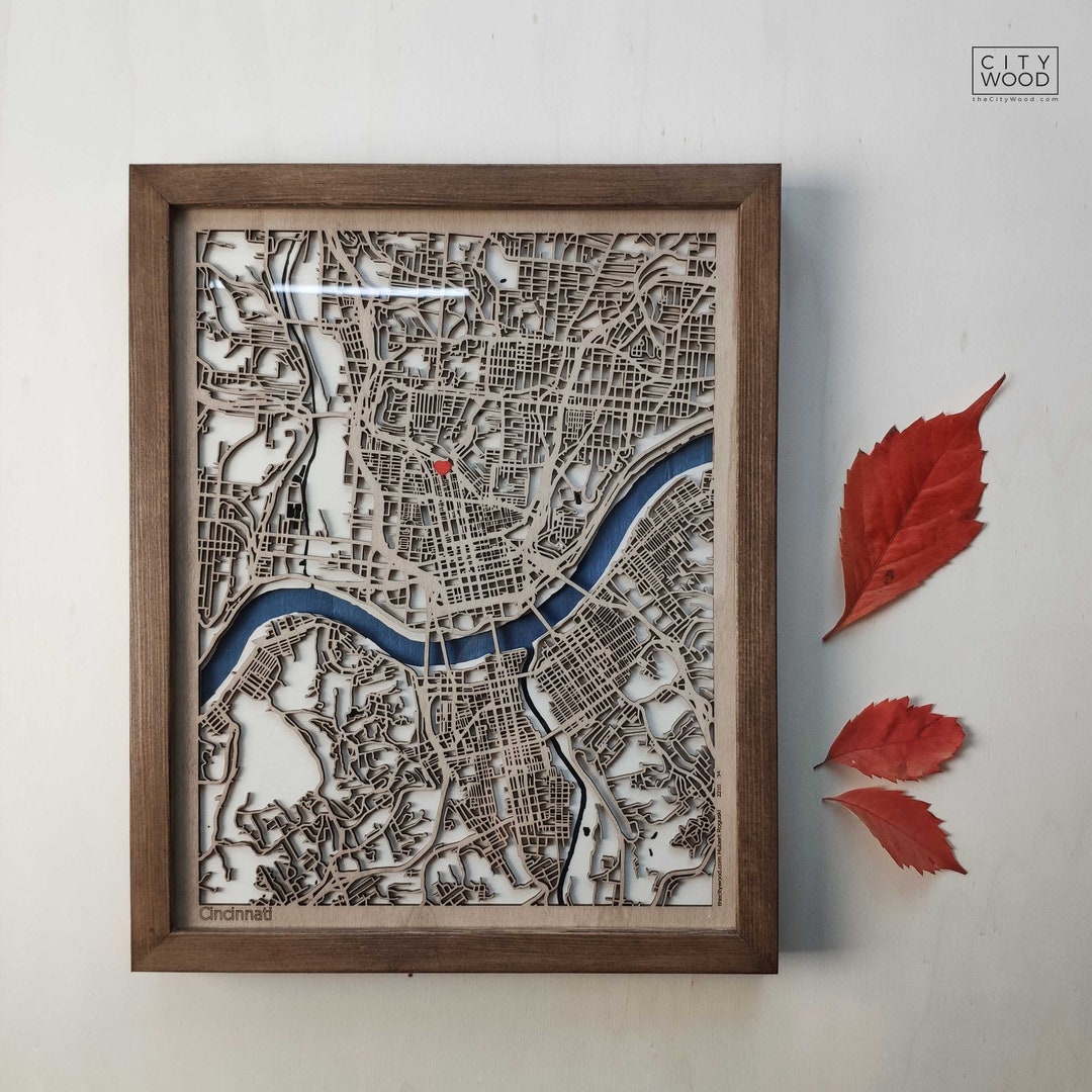 Cincinnati Wood Map - 3d City Map - Etsy