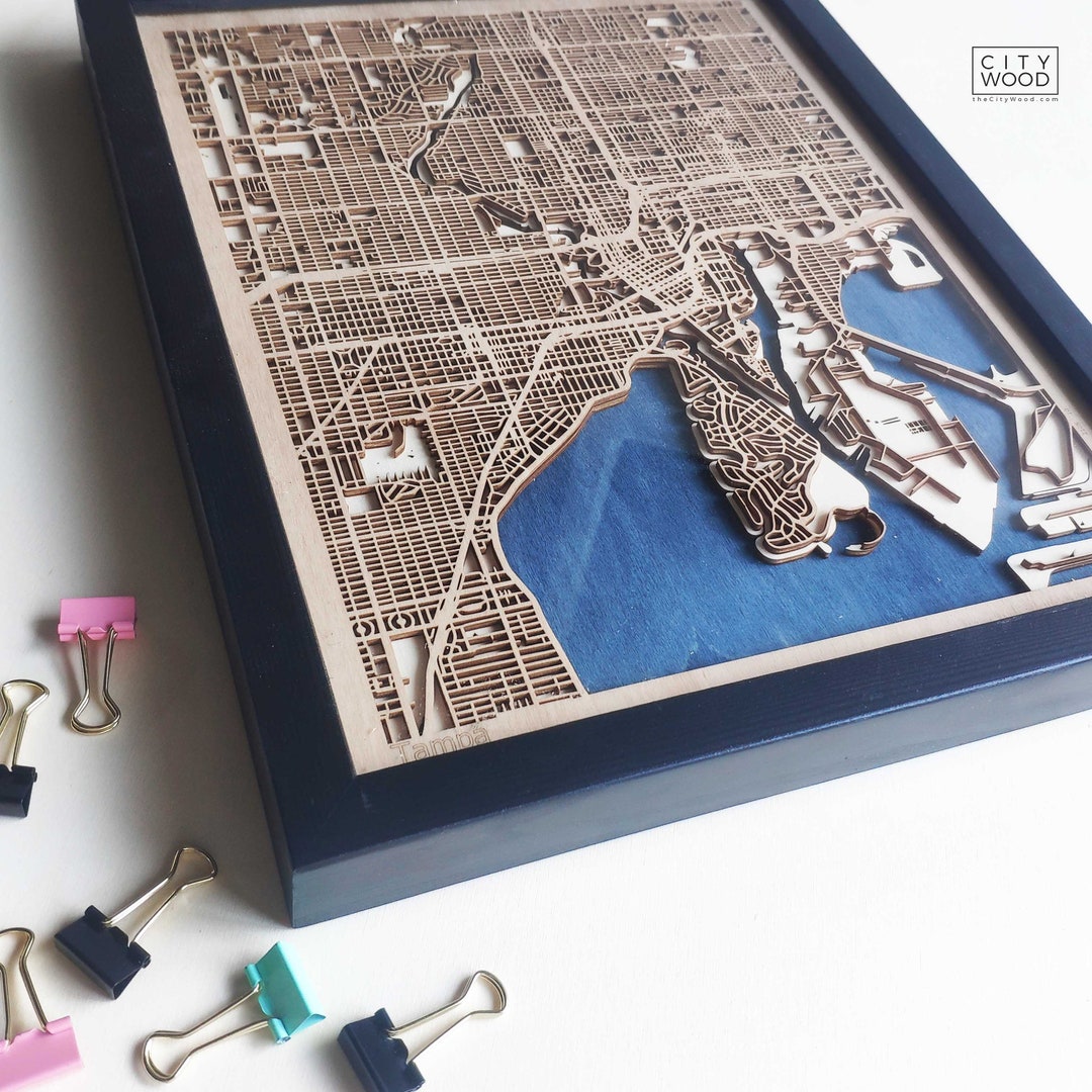 Tampa Wood Map - 3d City Map - Etsy
