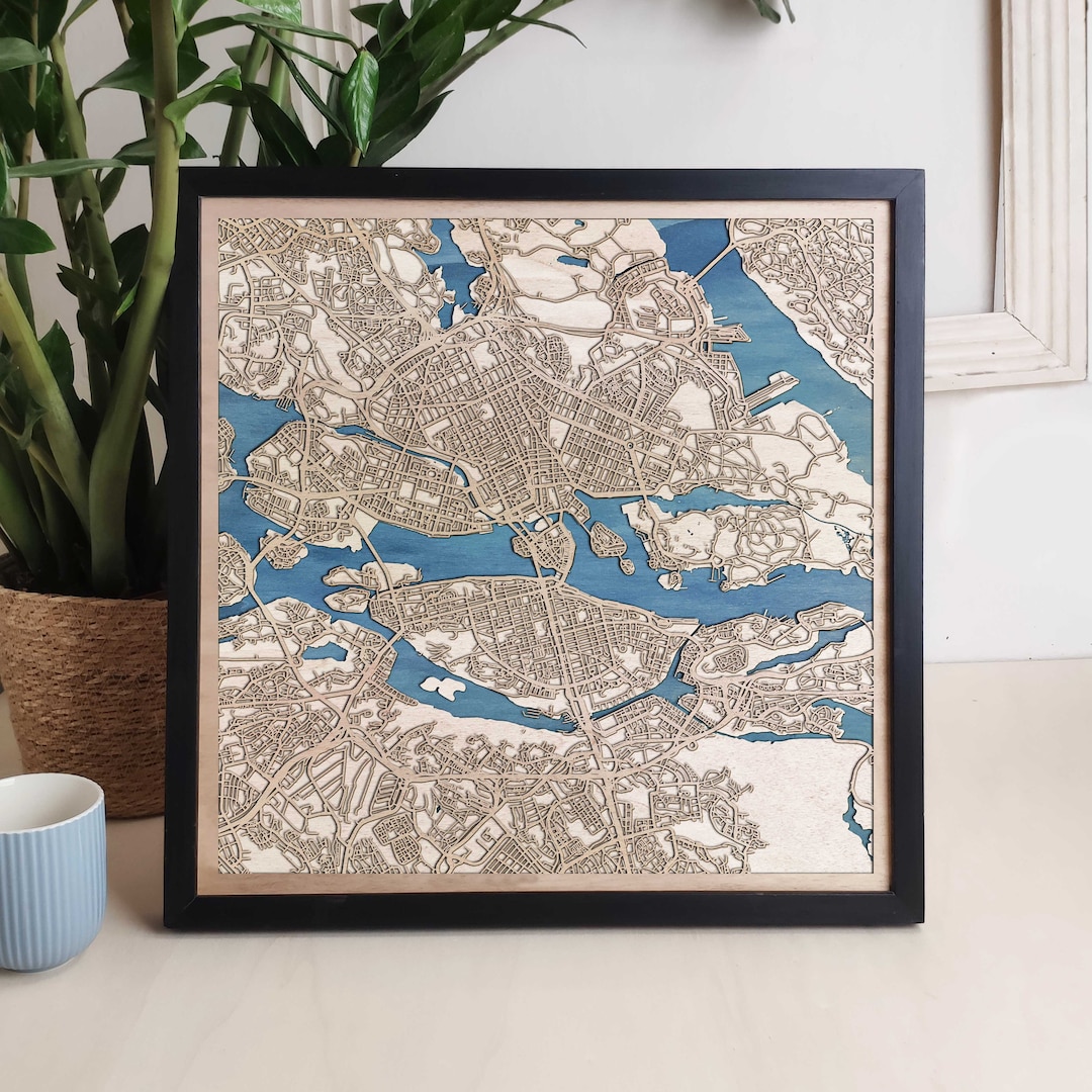 Stockholm Custom Wood Map - Personalized Art Gift - Etsy