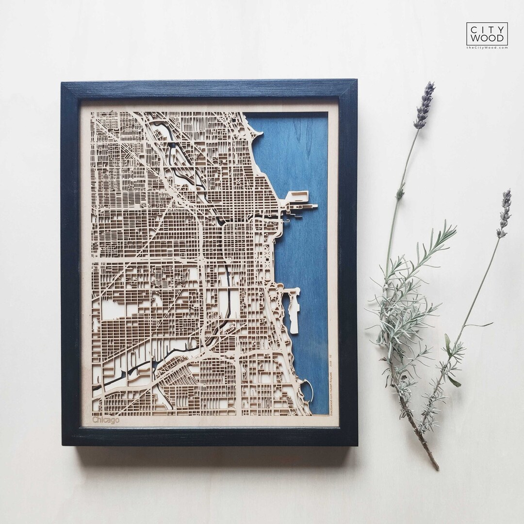 Chicago Wood Map - 3d City Map - Etsy