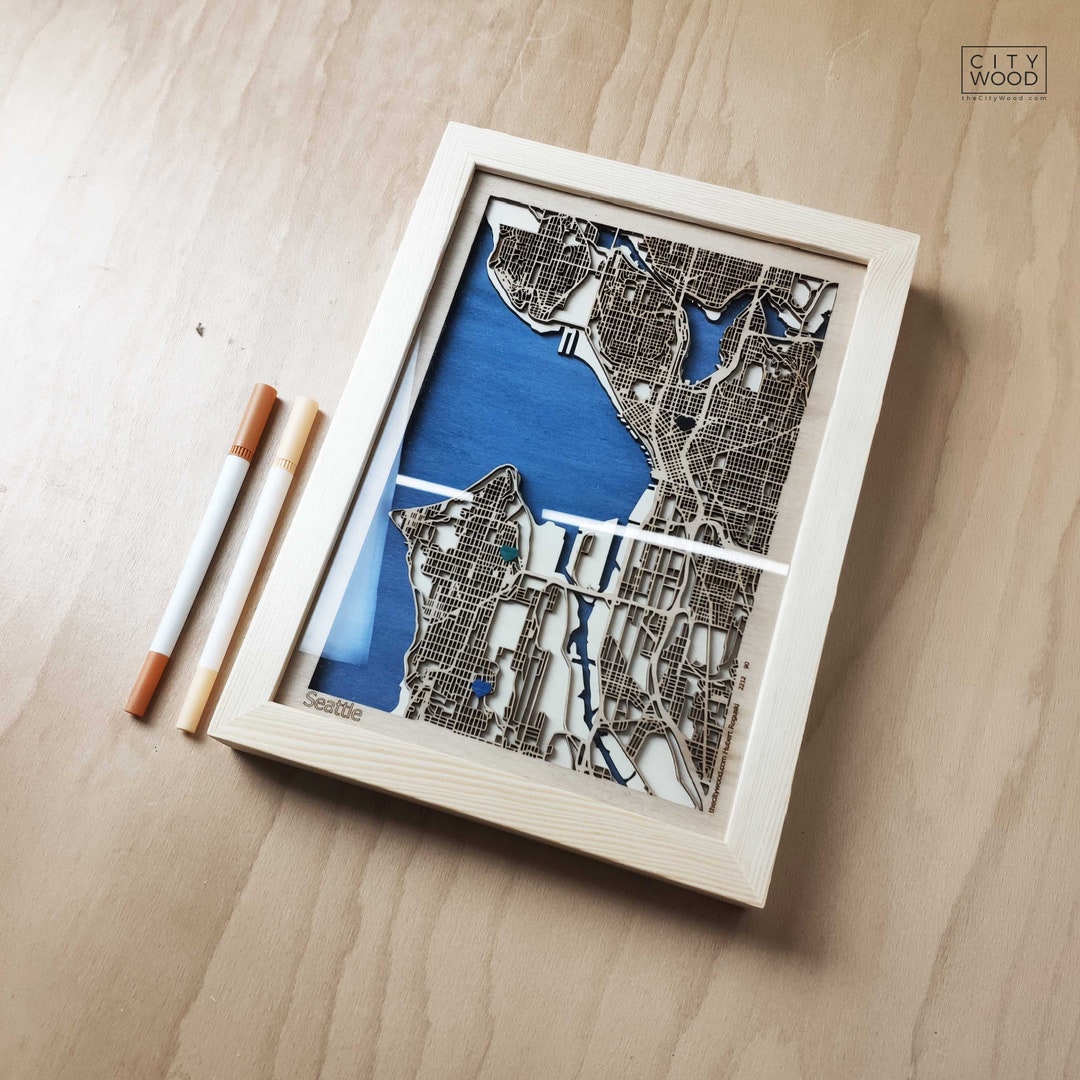 Seattle Wood Map - Wall Decor - Etsy