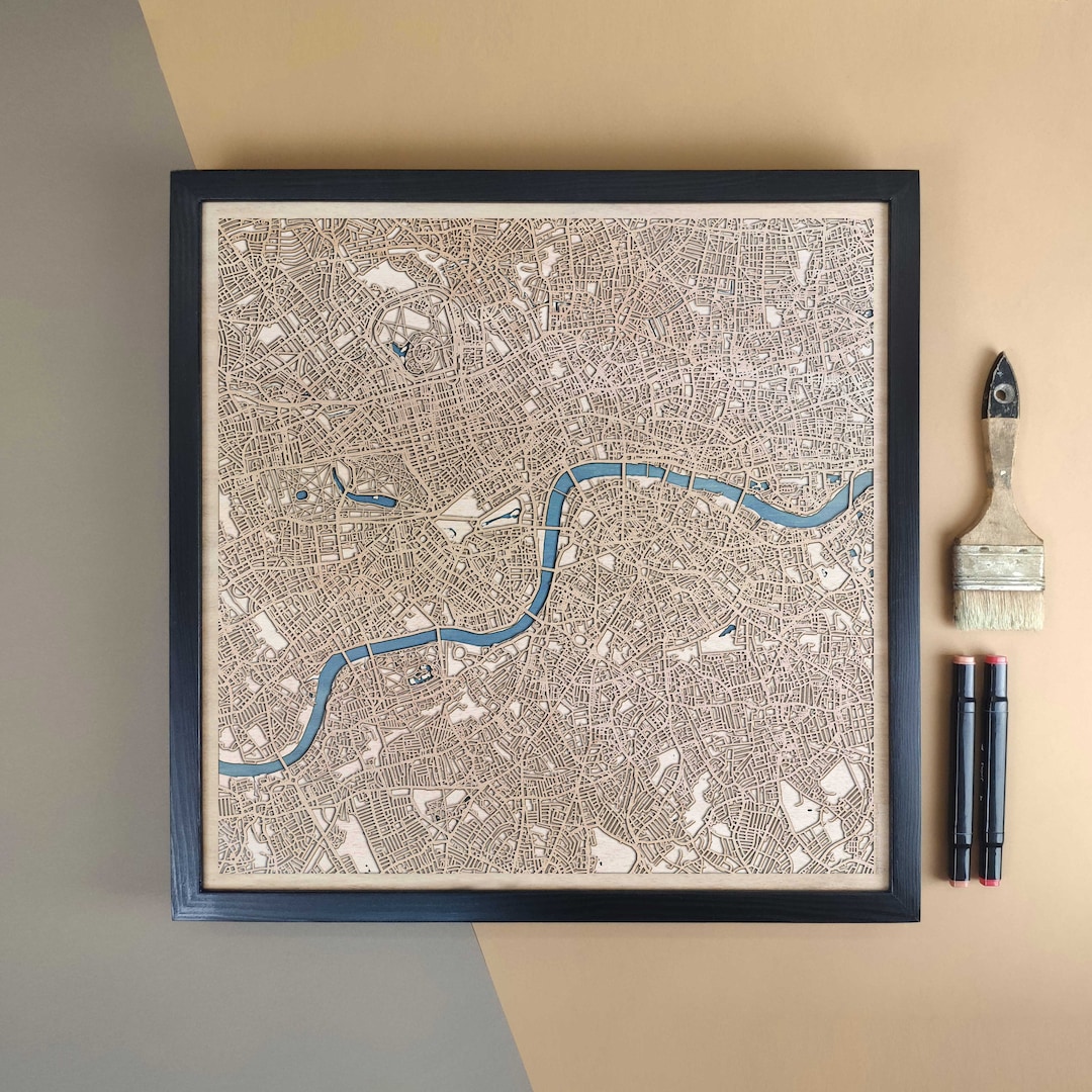 London Personalized Wooden Map - Home Decor Wall Art Gift - Etsy