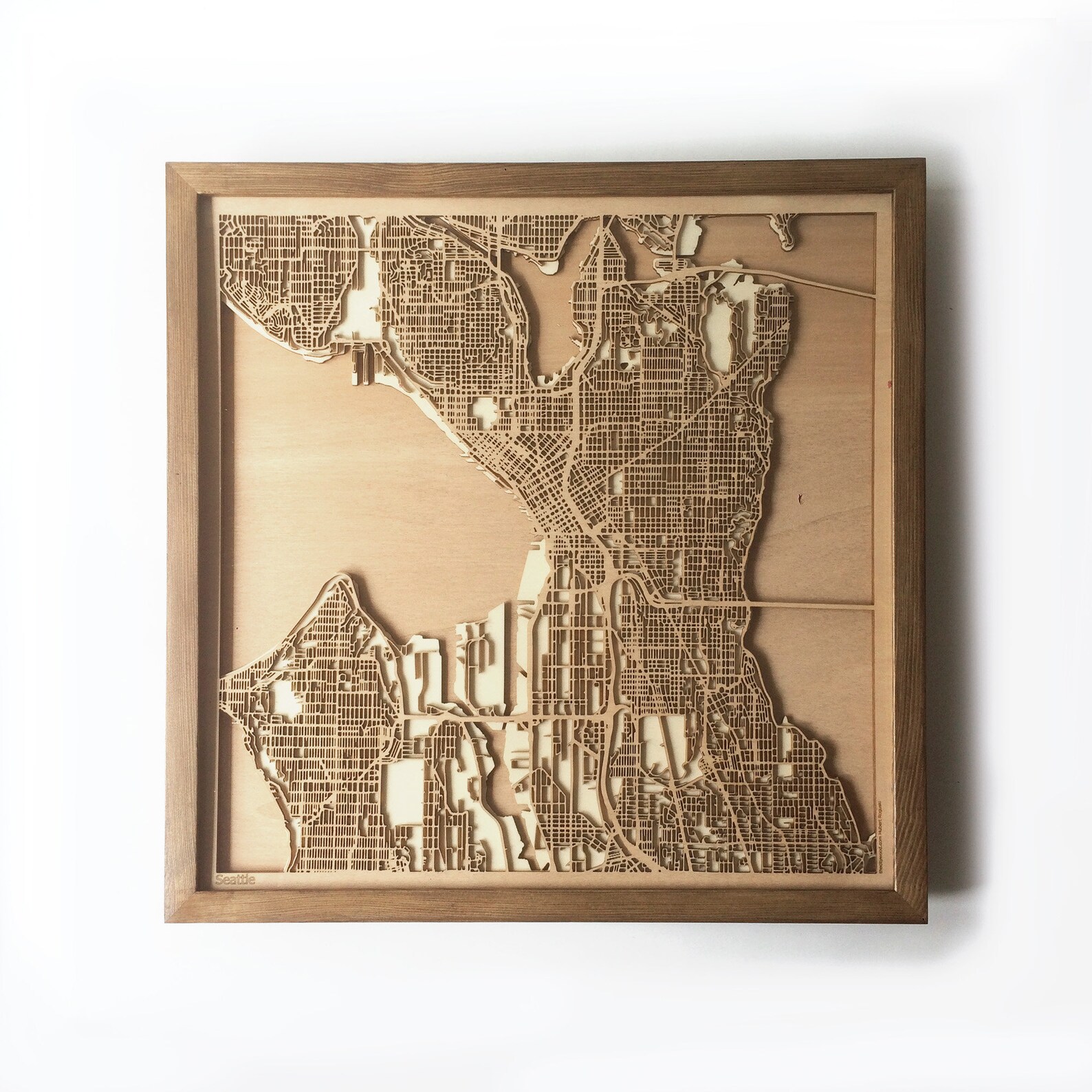 Wooden Map Seattle Walnut Laser Cut New Home Travel Gift for | Etsy