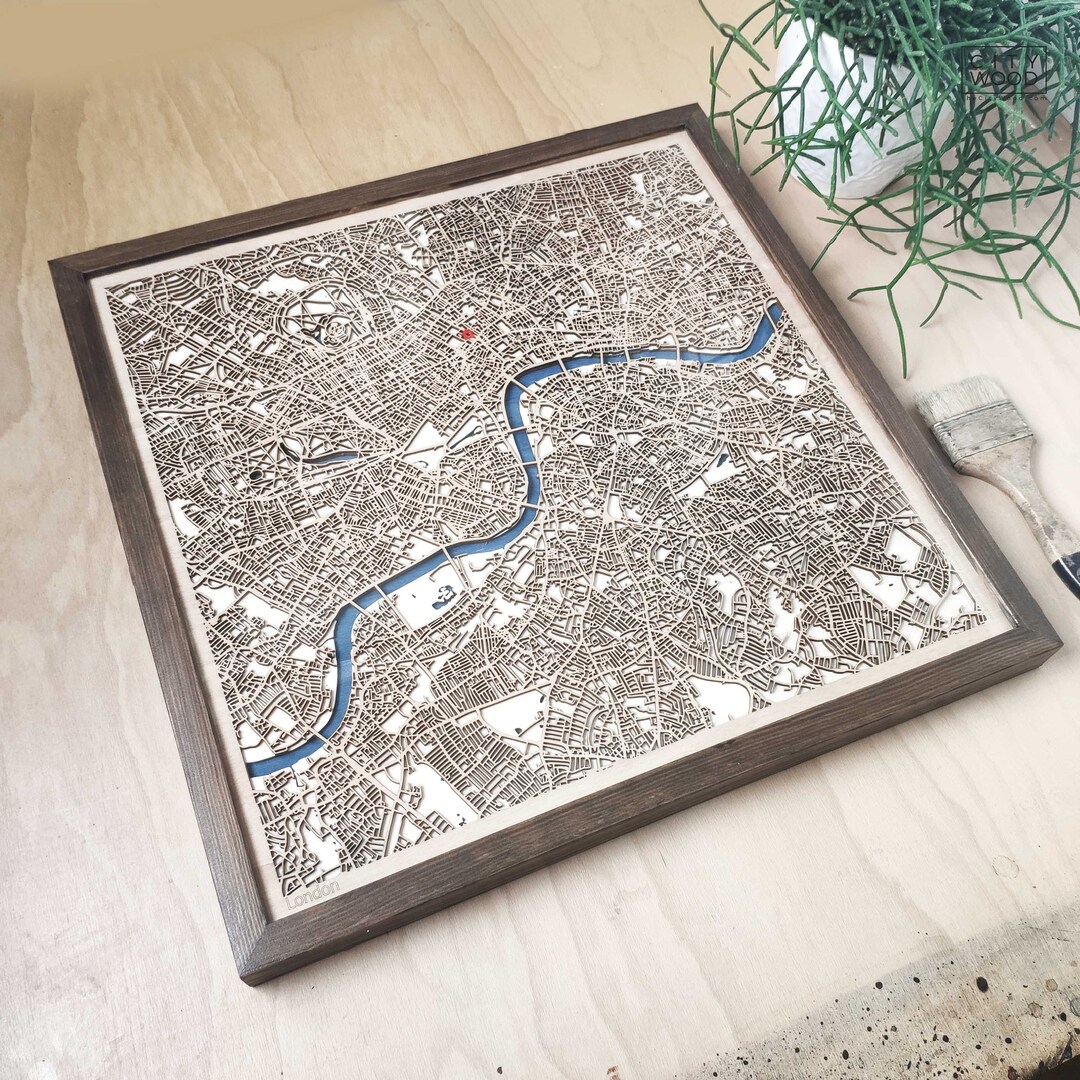 London Wooden Map - Laser Engraved - Etsy