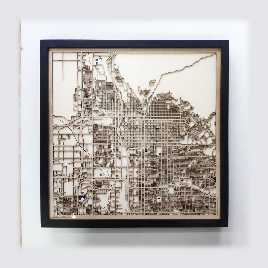 Salt Lake City Wood Map - 5th Anniversary Gift - Custom Wooden Map ...