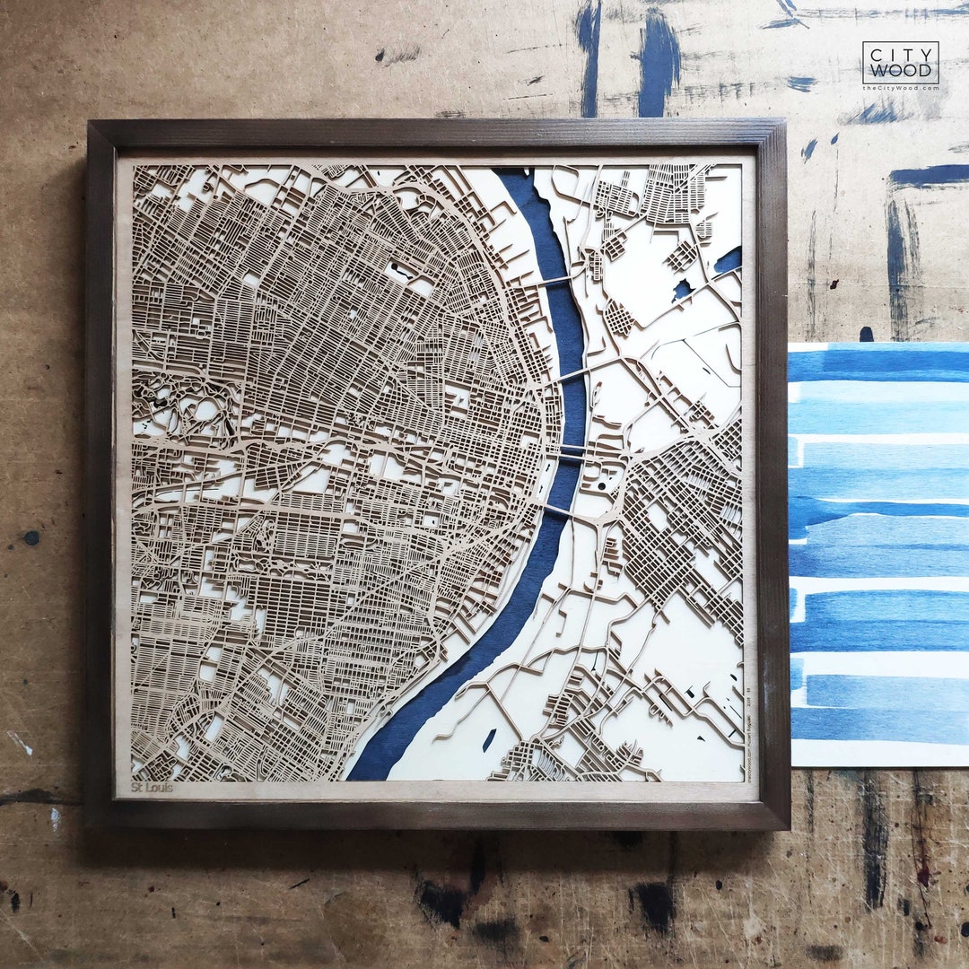 St Louis Wood Map - 3d City Map - Etsy