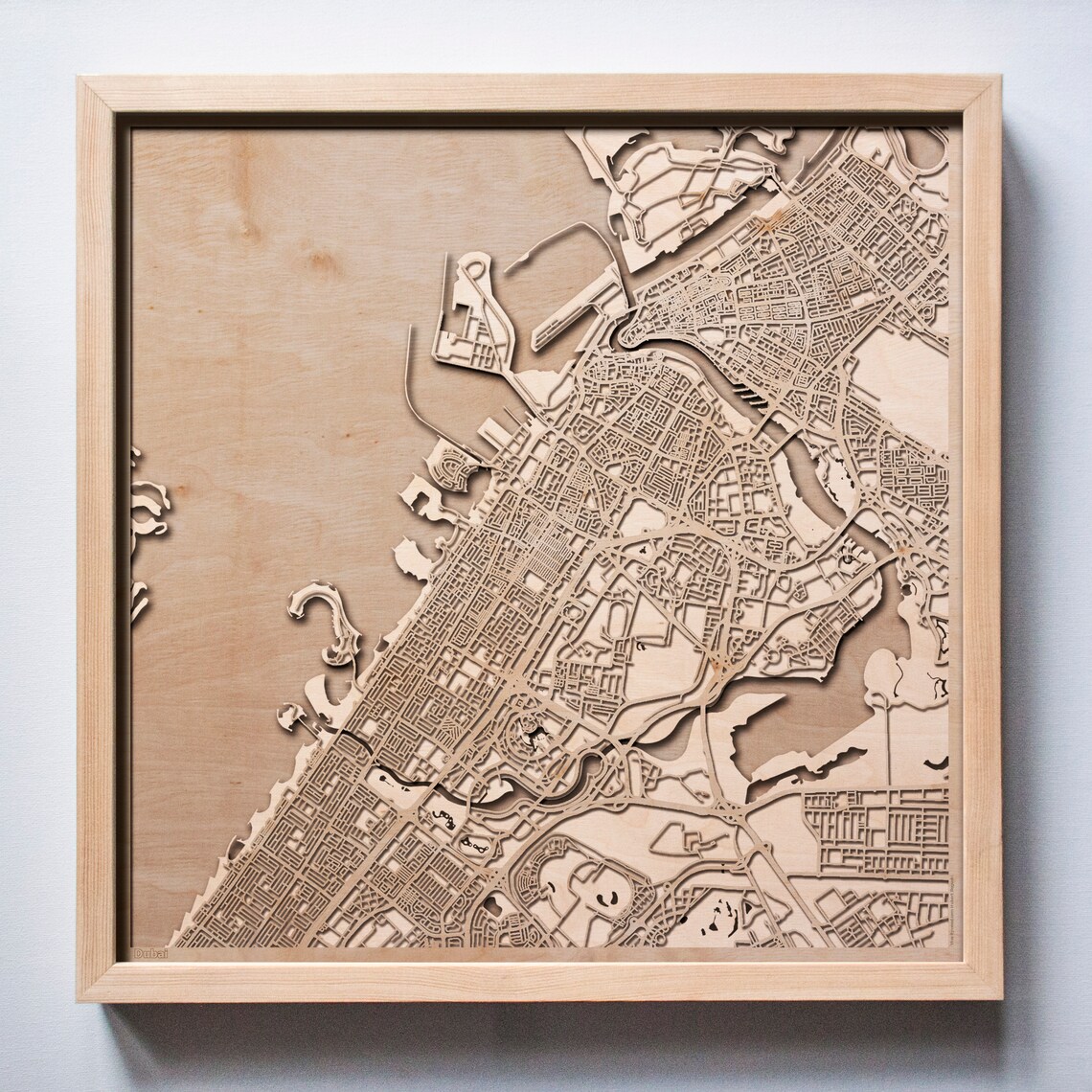 Dubai Wooden Map laser Cut Wood Streets City Maps 3d Framed - Etsy
