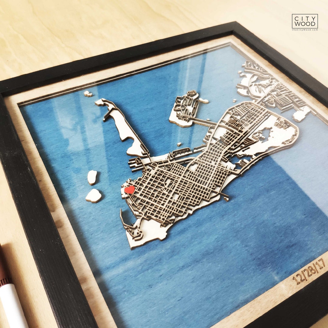 Key West Wood Map - 3D Laser Cut Map - Etsy