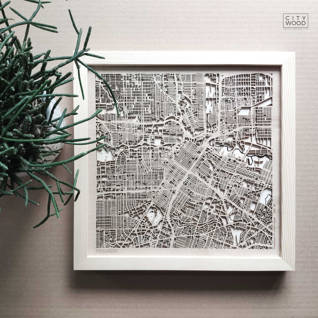 Houston Wood Map - 3d City Map - Etsy