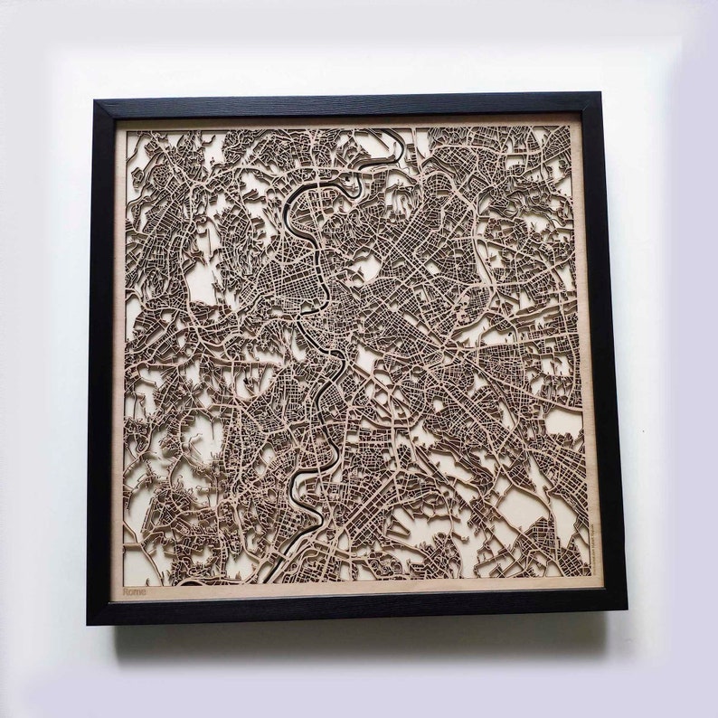 Rome Wood Map 5th Anniversary Gift Custom Wooden Map Laser - Etsy