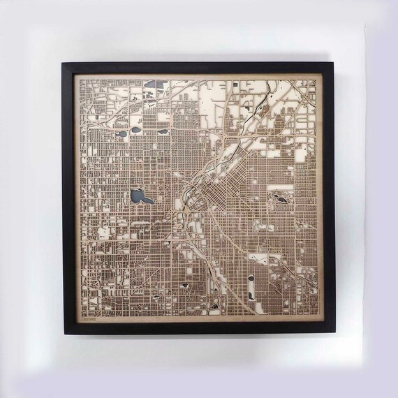 Denver Wood Map 5th Anniversary Gift Custom Wooden Map | Etsy
