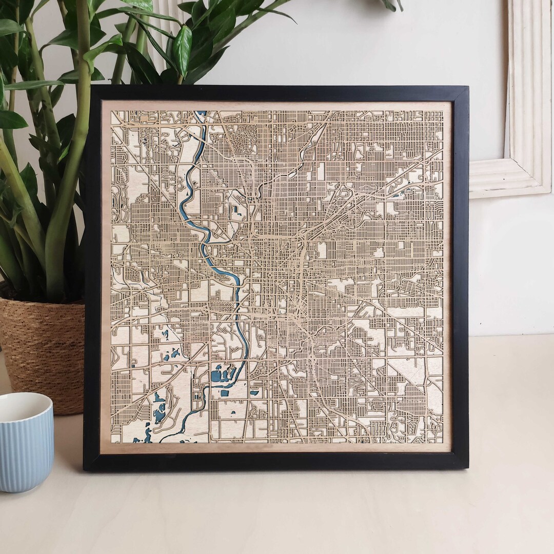 Indianapolis Custom Wood Map - Personalized Art Gift - Etsy