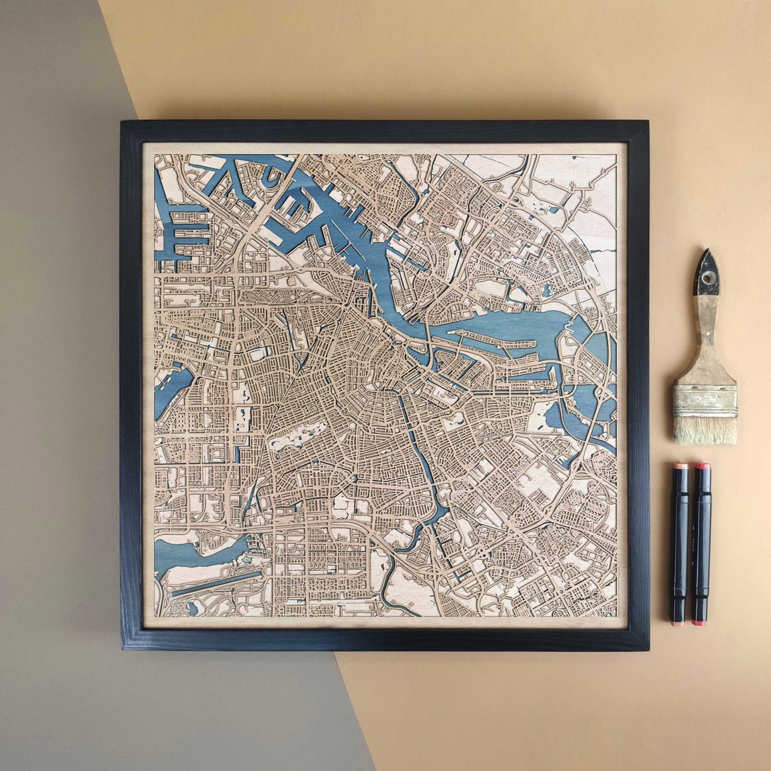 Amsterdam Personalized Wooden Map - Home Decor Wall Art Gift - Etsy
