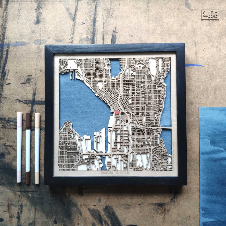 Seattle Wood Map 3D Laser Cut Map - Etsy