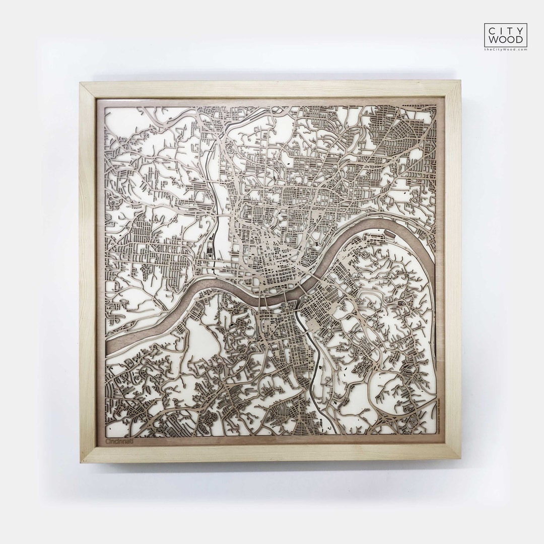 Cincinnati Wooden Map – Laser Cut 3D City Streets Art - Etsy