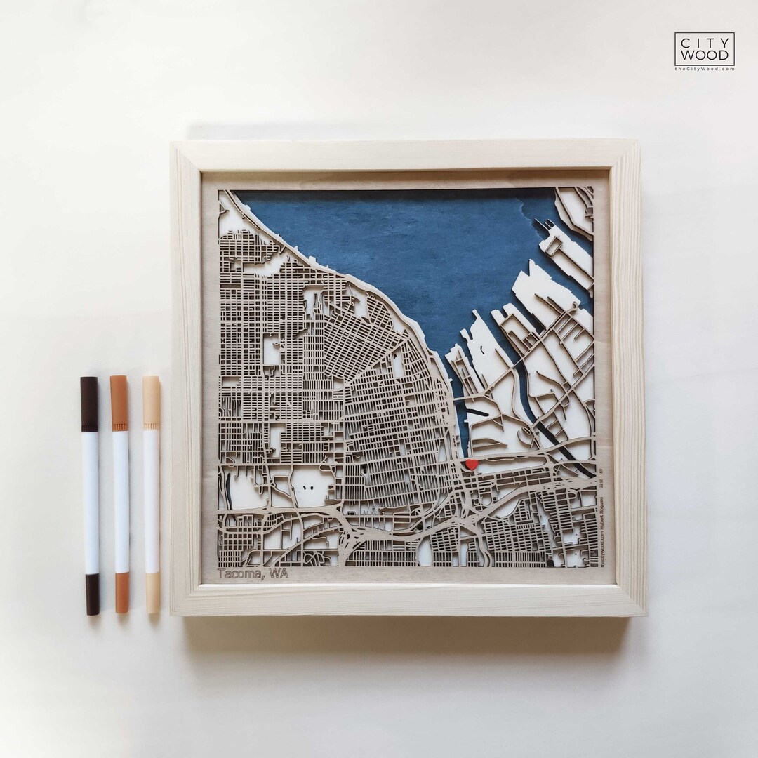 Tacoma Wood Map - 3d City Map - Etsy