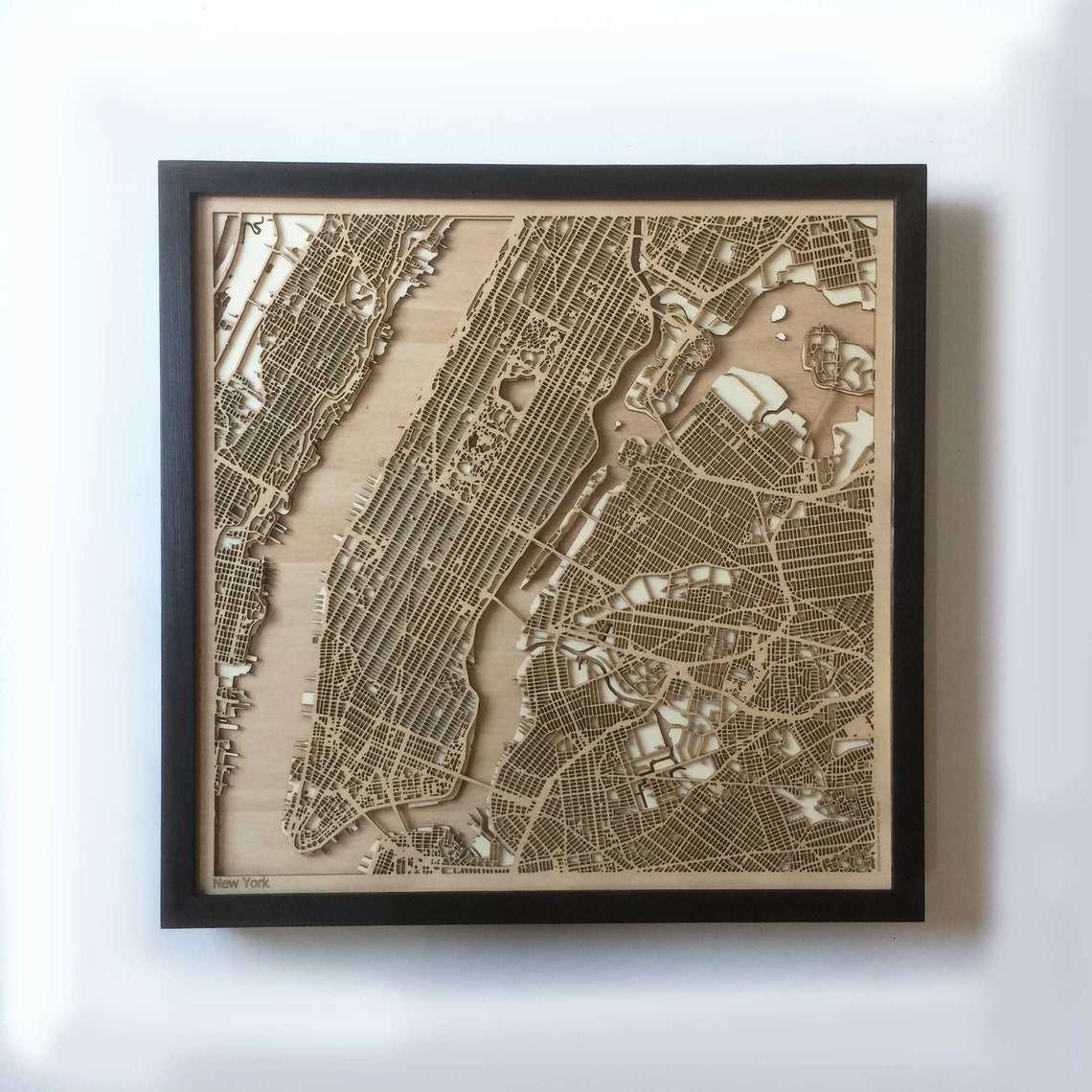 Laser Cut New York Wooden Map – 3D Minimalist Framed Wall Art - Etsy