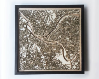 Rome Wooden Map Black Laser Cut Streets City Maps 3d Framed | Etsy