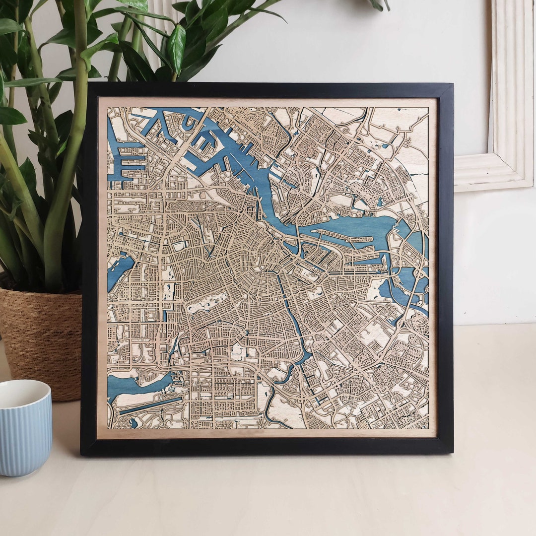 Amsterdam Custom Wood Map - Personalized Art Gift - Etsy