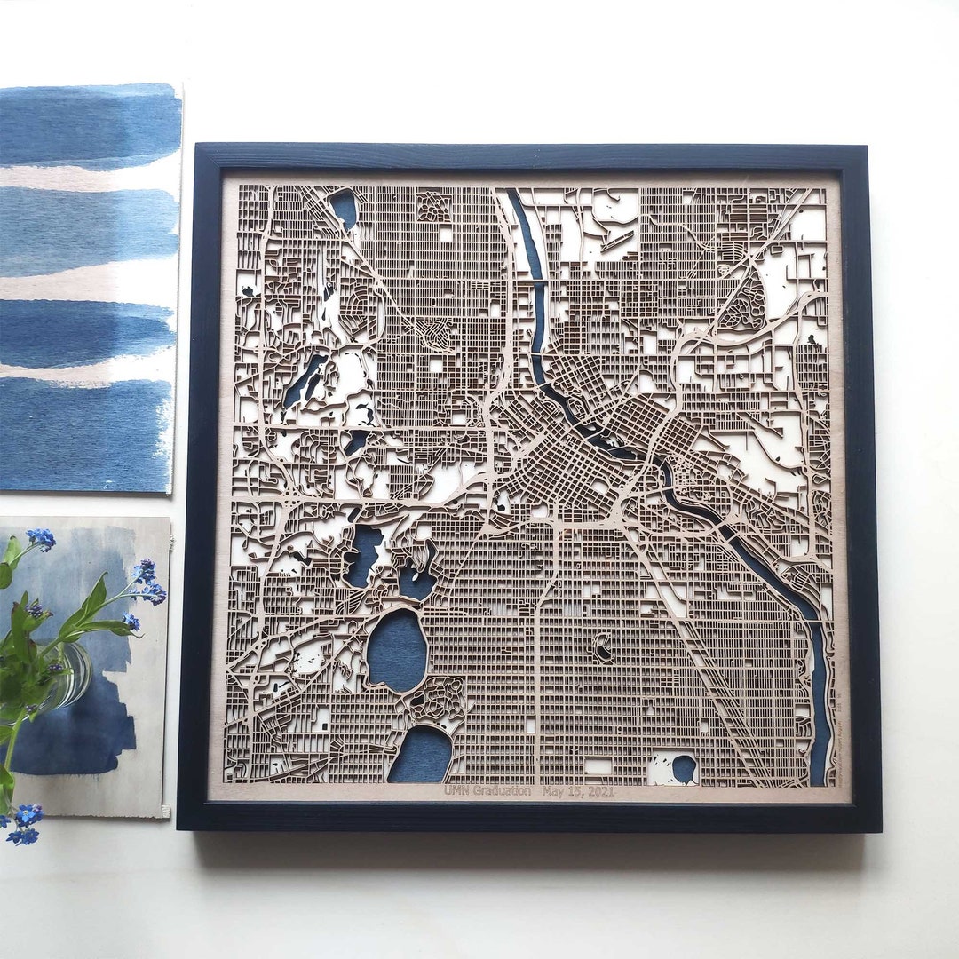 Custom Map Gift - Laser Cut - Engraved on Wood Map Personalized Gifts ...