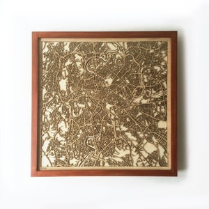 Rome Wooden Map - Mahogany Laser Cut Streets City Maps 3d Framed ...