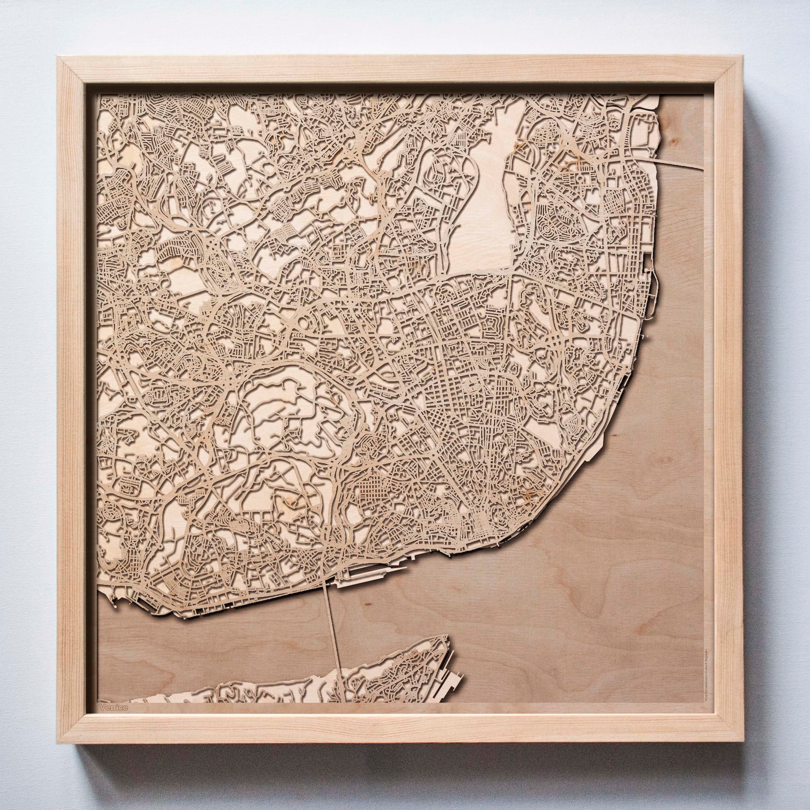 Lisbon Wooden Map Pinewood Laser Cut Streets City Maps 3d - Etsy