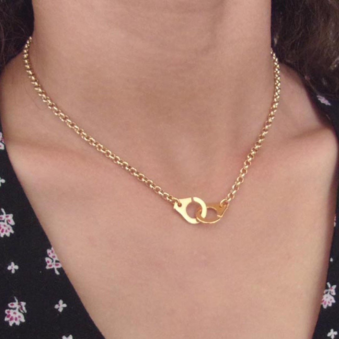 Gold Handcuff and Chain Necklace - Etsy