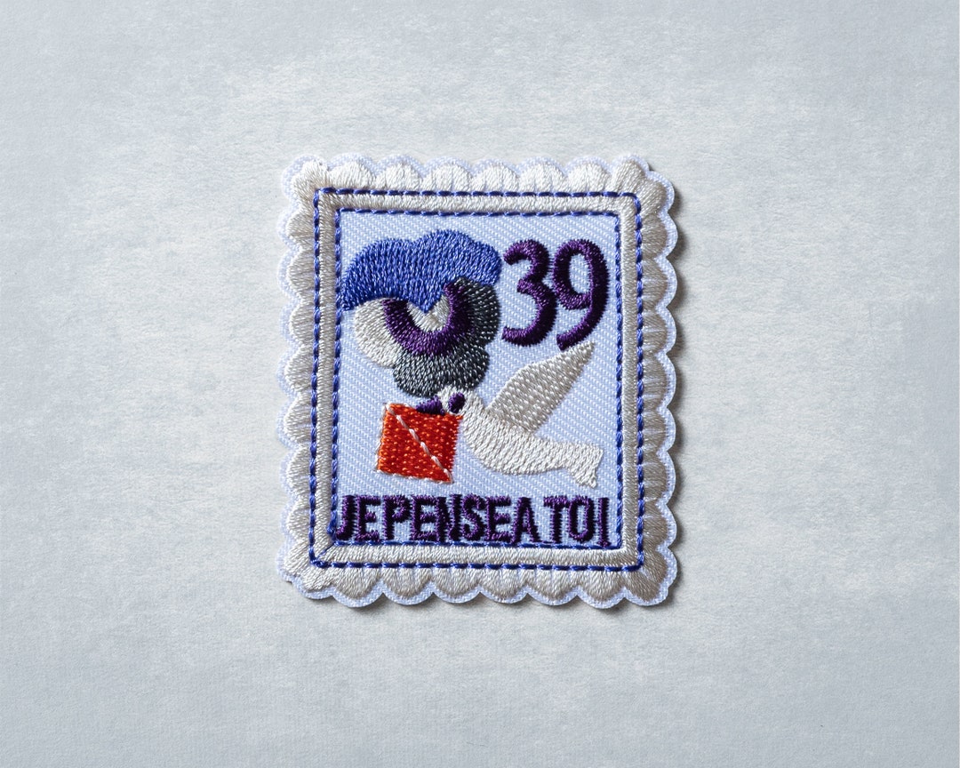 French Postage Stamp, Embroidered Patch, Iron on Patch, Bonne Chance ...