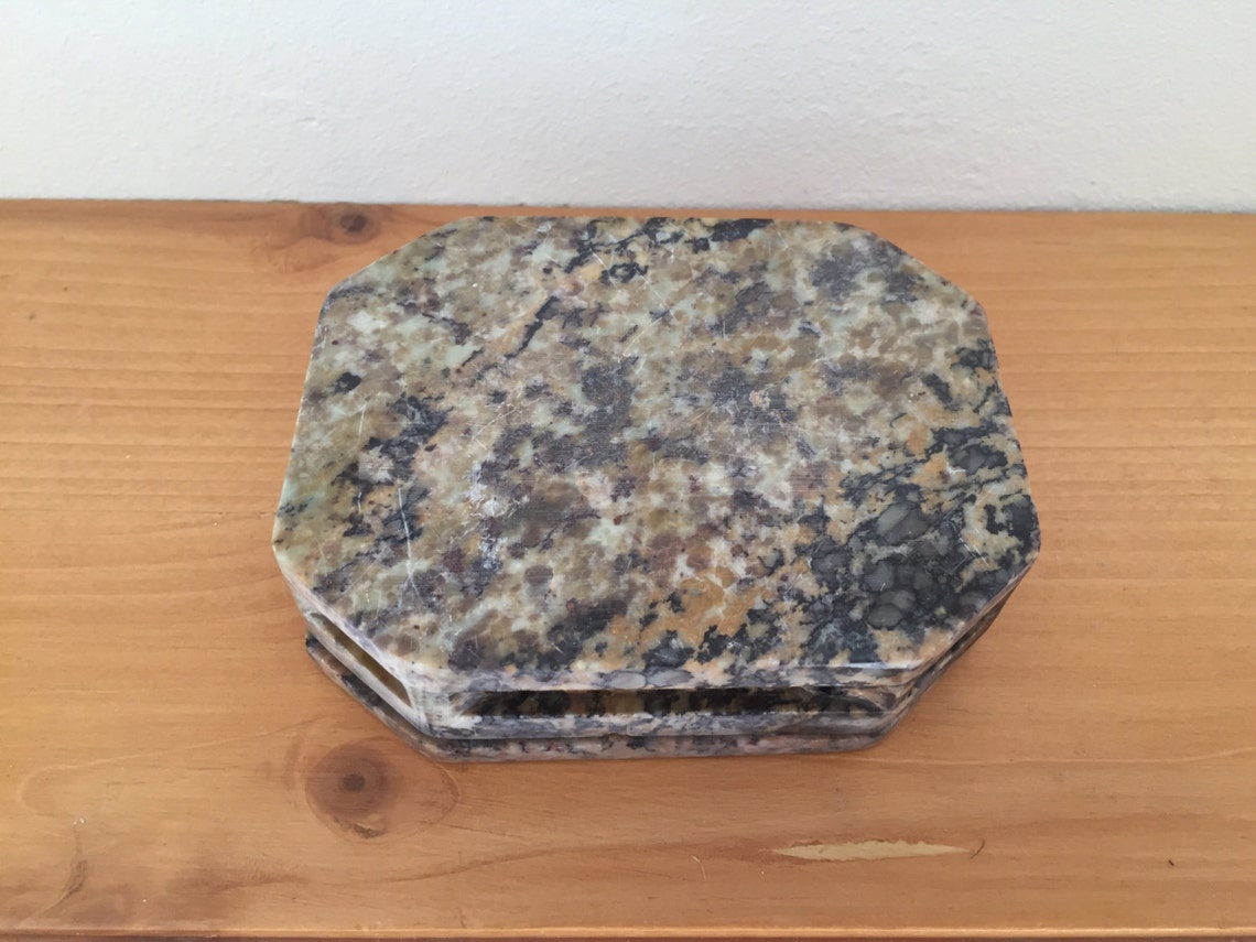 Vintage Marble Trinket Box With Mother of Pearl Floral Inlay - Etsy