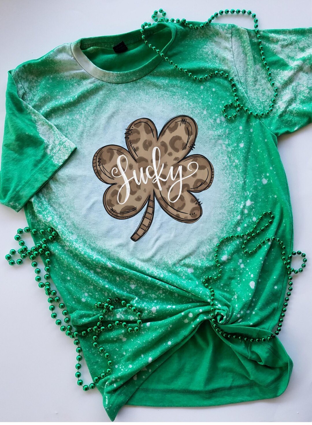 Lucky Leopard Bleached Tee - Etsy
