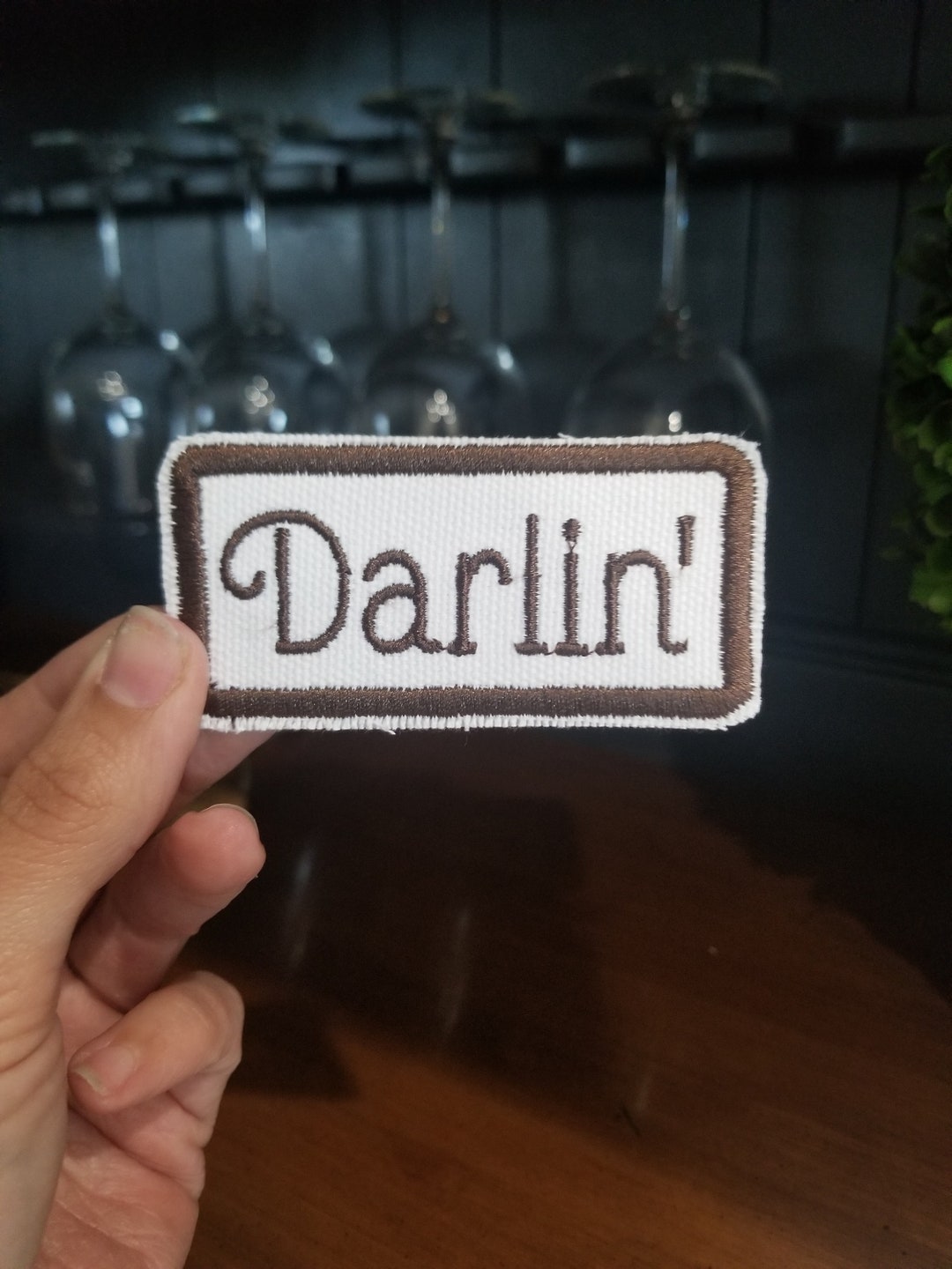 Darlin Iron on Patch | Fully Embroidered Background Filled - Etsy