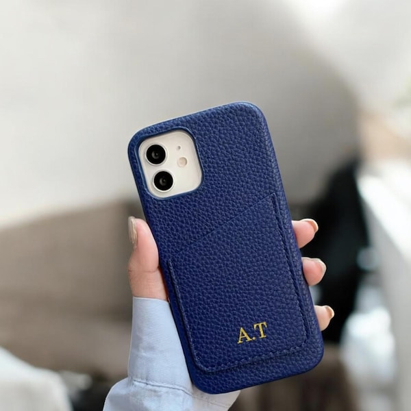 Personalized Initial Leather Phone Case - Etsy