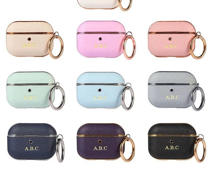 Personalized Custom Gold Initials Monogram Leather Airpod - Etsy