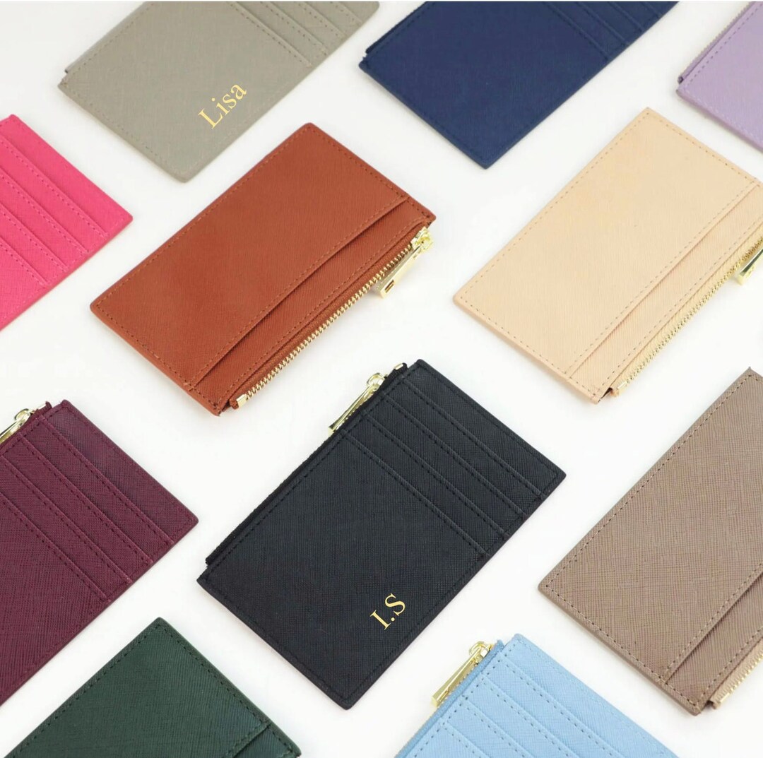 Personalized Monogram Credit Card Holder Saffiano Leather Custom Card ...