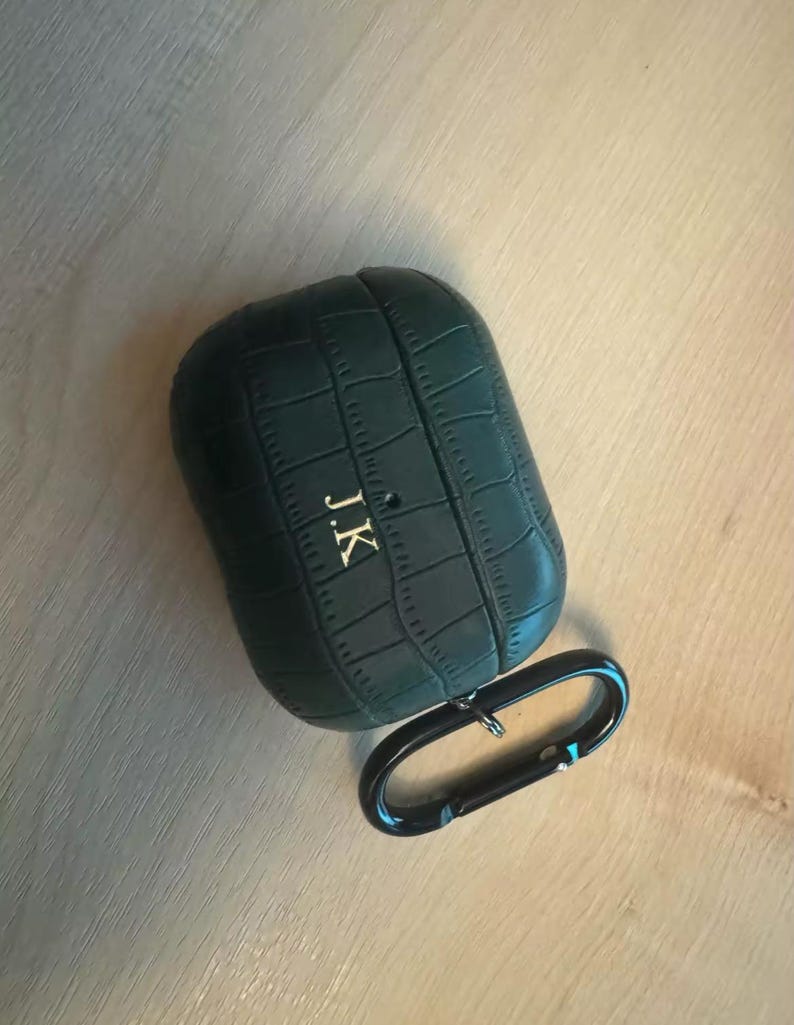 Personalized Custom Gold Initials Monogram Croc Leather AirPod 4 Case ...