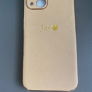 Personalized Gold Initial Leather Custom Monogram iPhone 17 16 15 ...