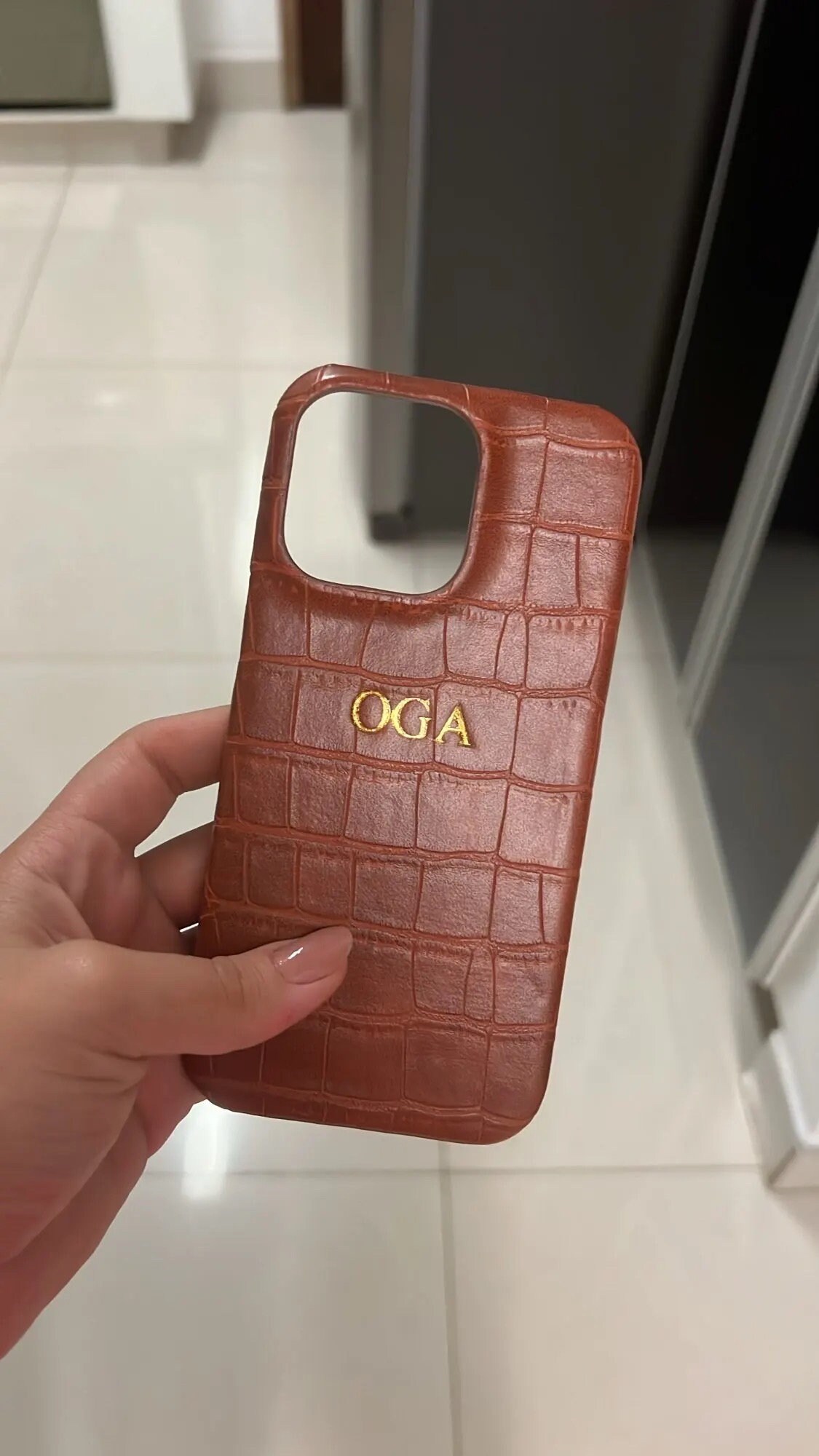 Personalized Initials Vegan Croc Leather iPhone Case for iPhone 17 16 ...
