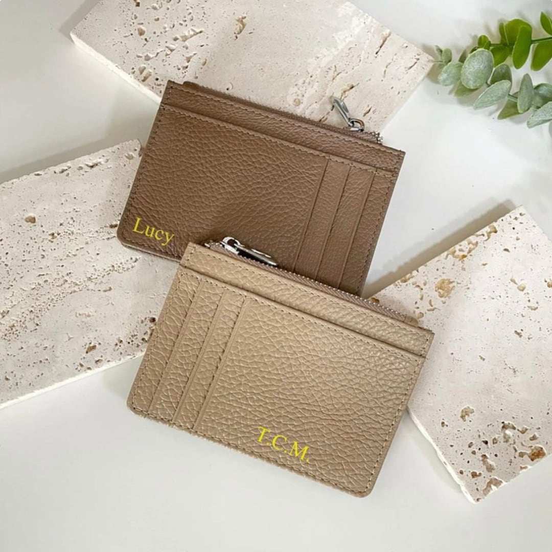 Personalized Monogram Credit Card Holder Leather Custom Card Wallet ...