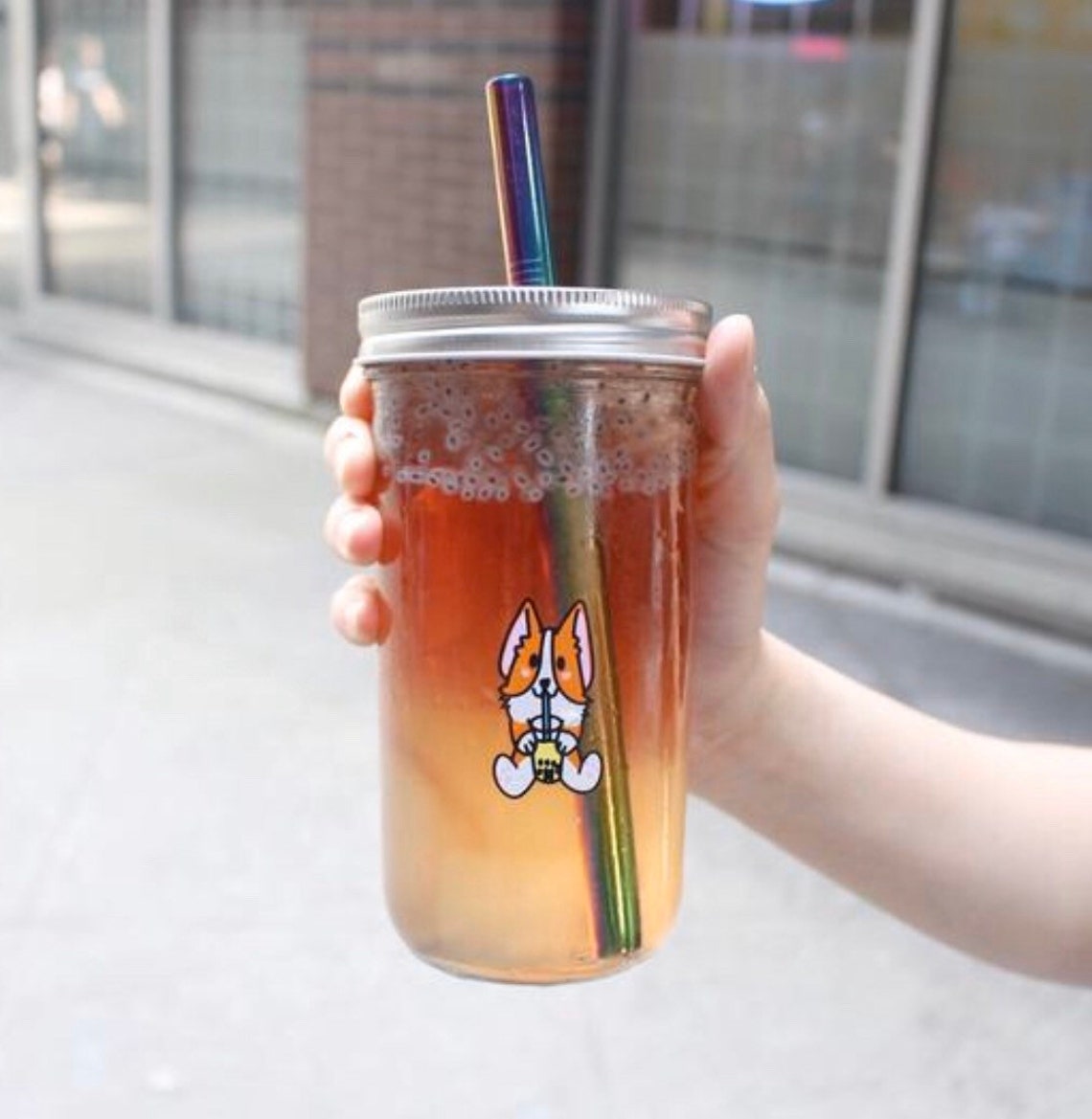 2 Pack Reusable Bubble Tea Cup With Bevel Cut Stainless Steel - Etsy