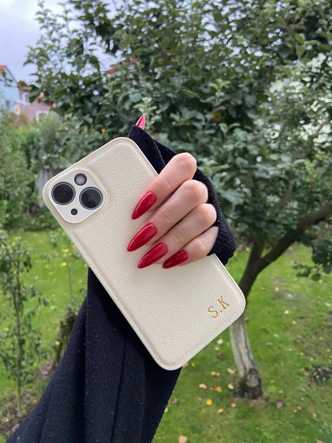 Personalized Gold Initial Leather Custom Monogram Embossed Phone Case ...