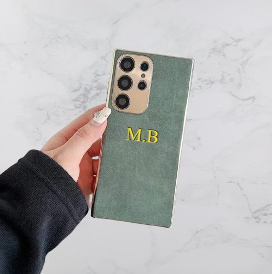Personalized Suede Leather Electroplated Phone Case S24 S23 S22 S21 ...