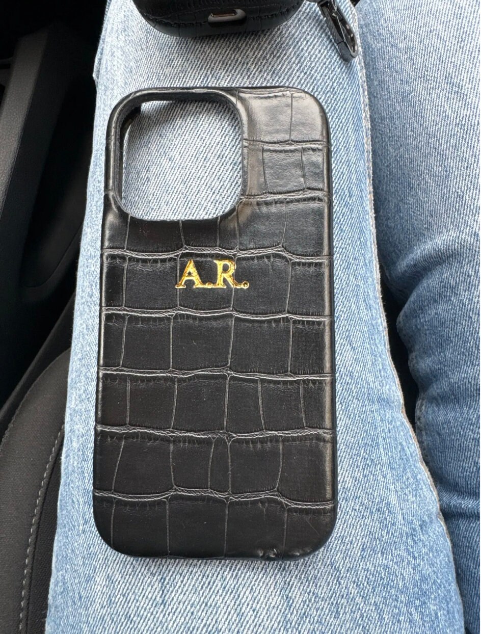 Personalized Initials Vegan Croc Leather iPhone Case for iPhone 17 16 ...