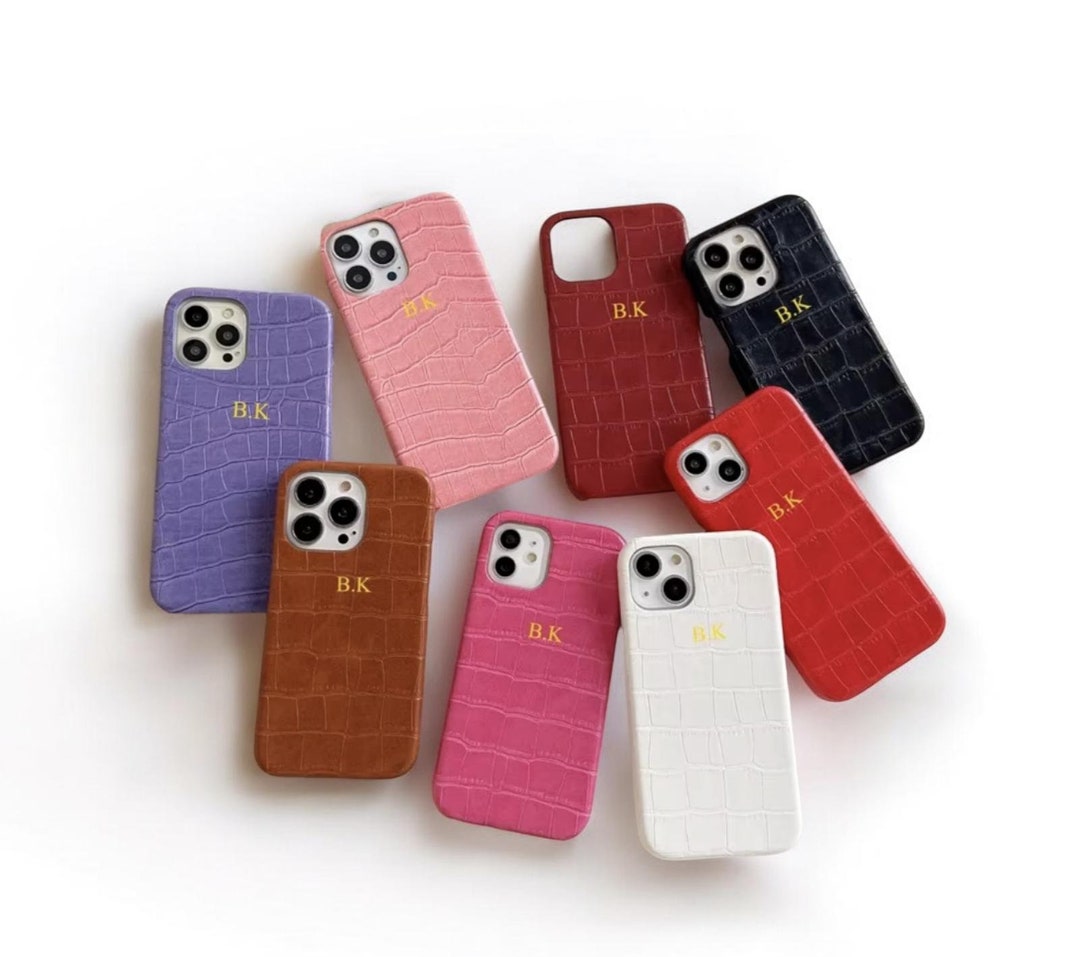 Personalized Initials Vegan Croc Leather iPhone Case for iPhone 17 16 ...