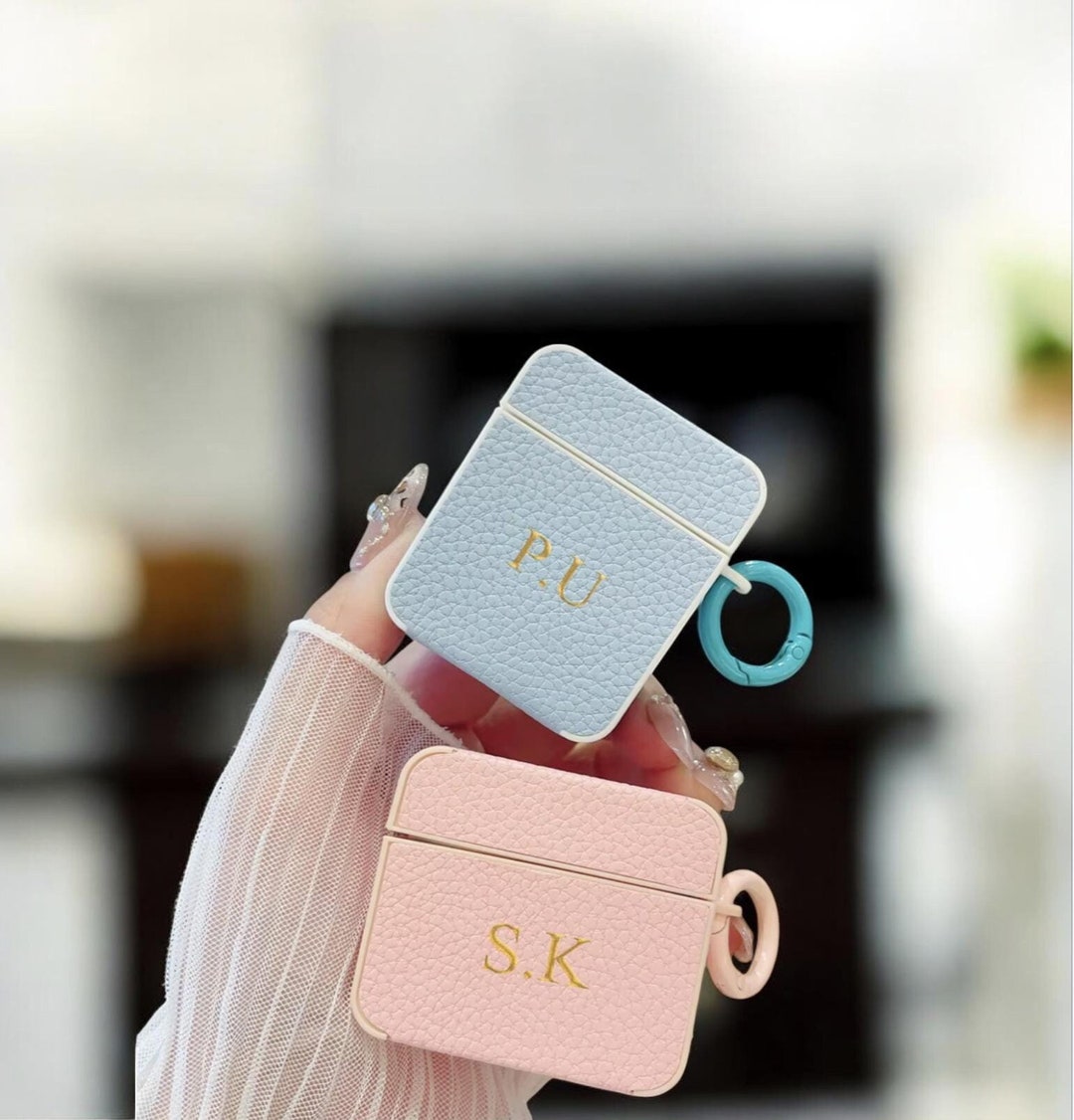 Personalized Custom Engraved Initials Monogram Pebble Leather Pastel ...