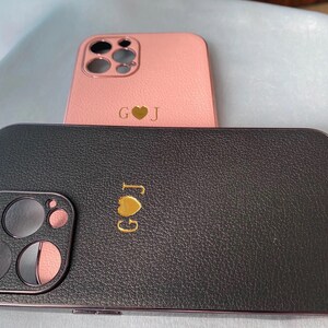 Personalized Gold Initial Leather Custom Monogram iPhone 17 16 15 ...