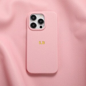 Personalized Gold Initial Pastel Pebbled Leather Custom Monogram ...